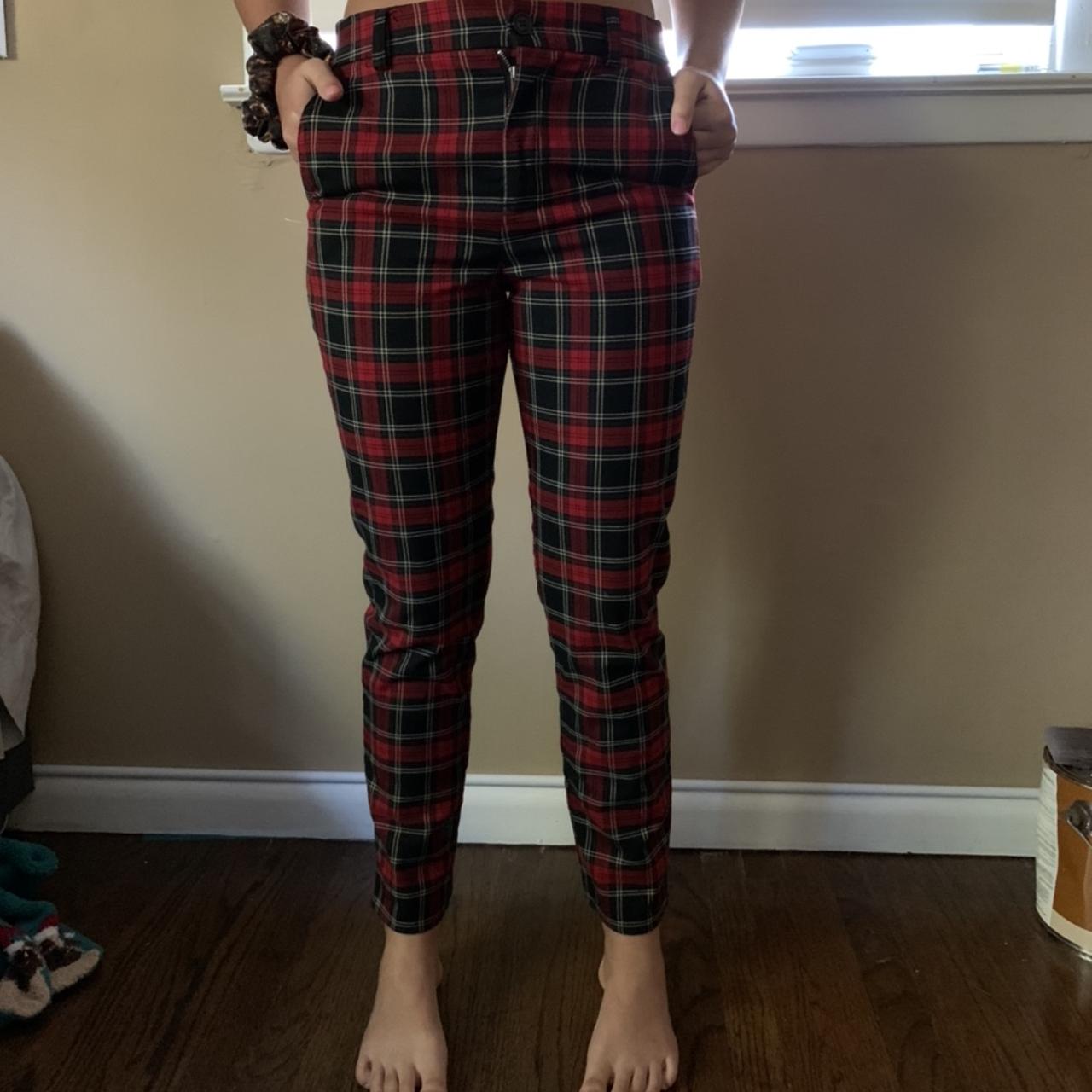 garage plaid pants! super cute pattern, stretch... - Depop