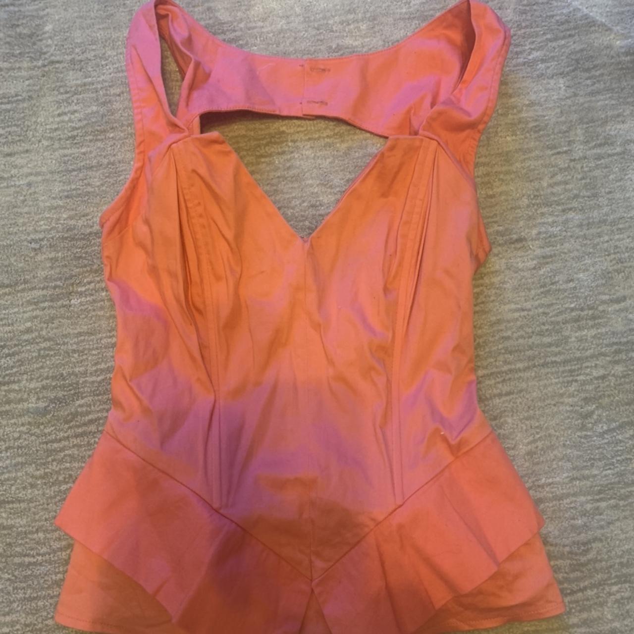 Cute coral corset style top with boning and zip... - Depop