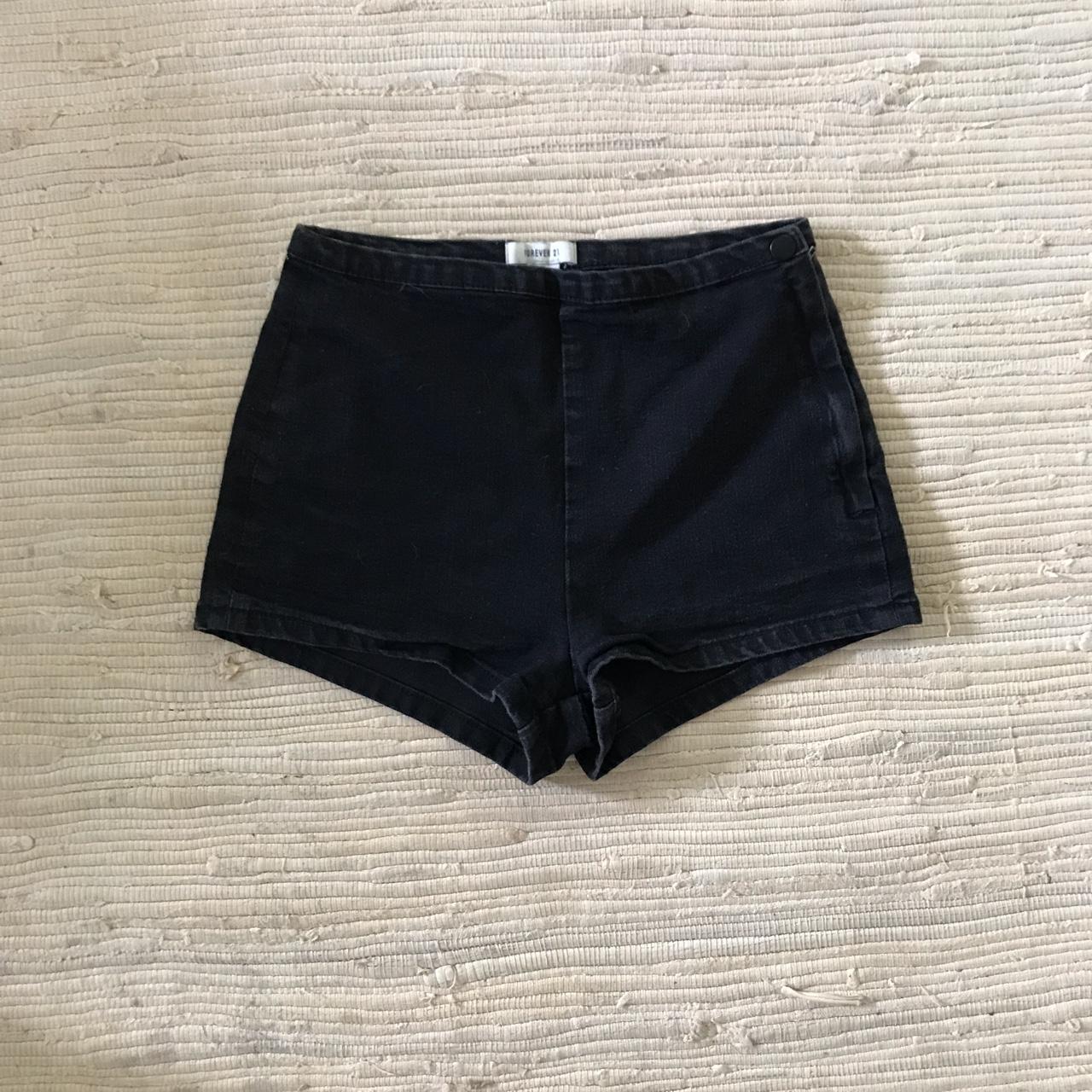 high waist black short size: 26w / s #blackshort... - Depop