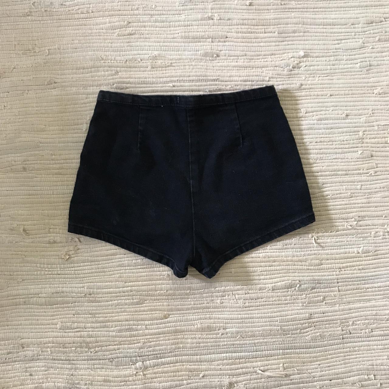 high waist black short size: 26w / s #blackshort... - Depop