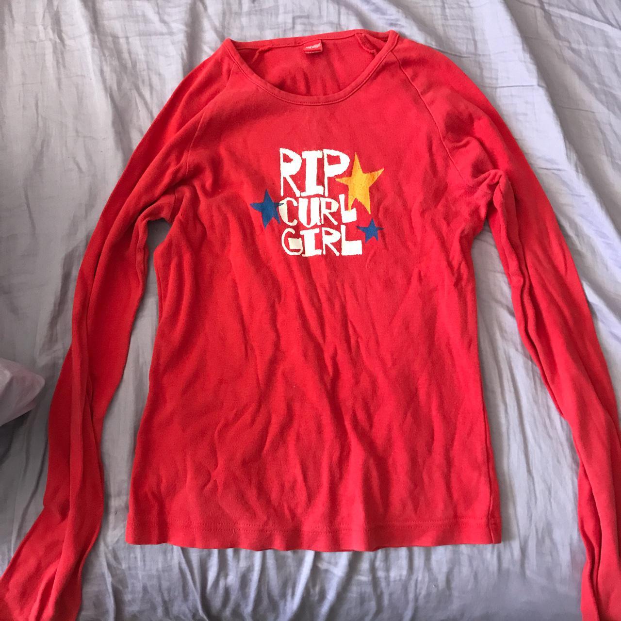 Red rip curl girl long sleeve! Size large but it... - Depop
