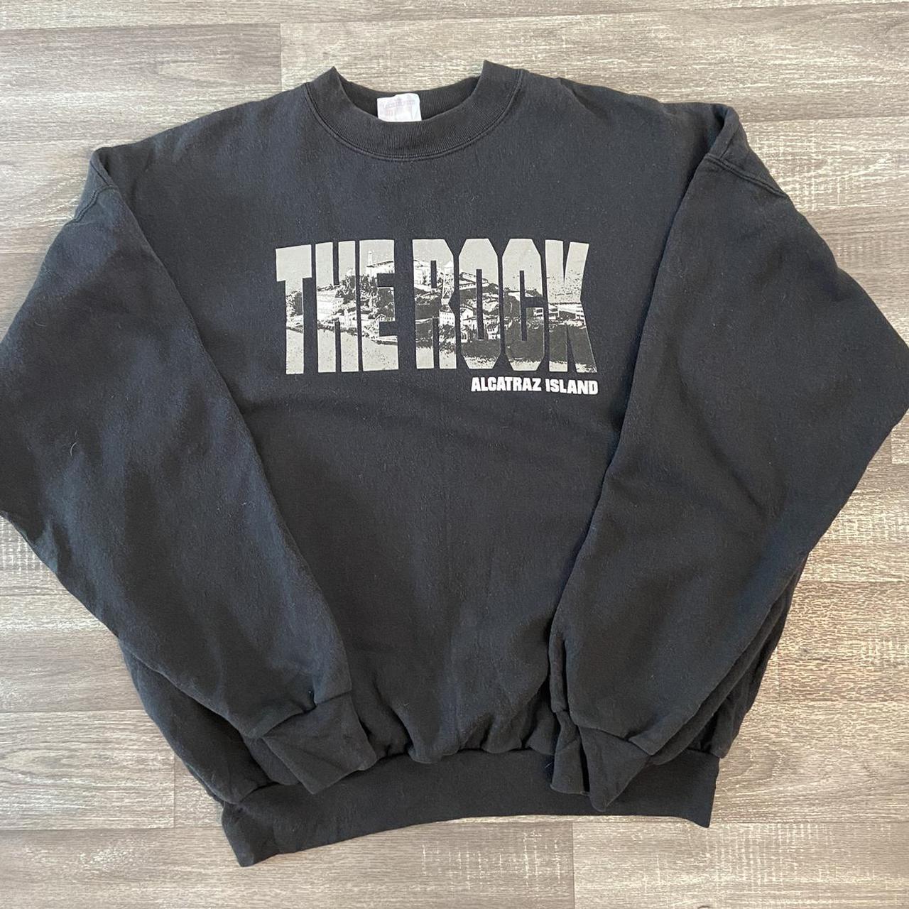 BLACK ‘THE ROCK’ VINTAGE SWEATSHIRT Vintage... - Depop