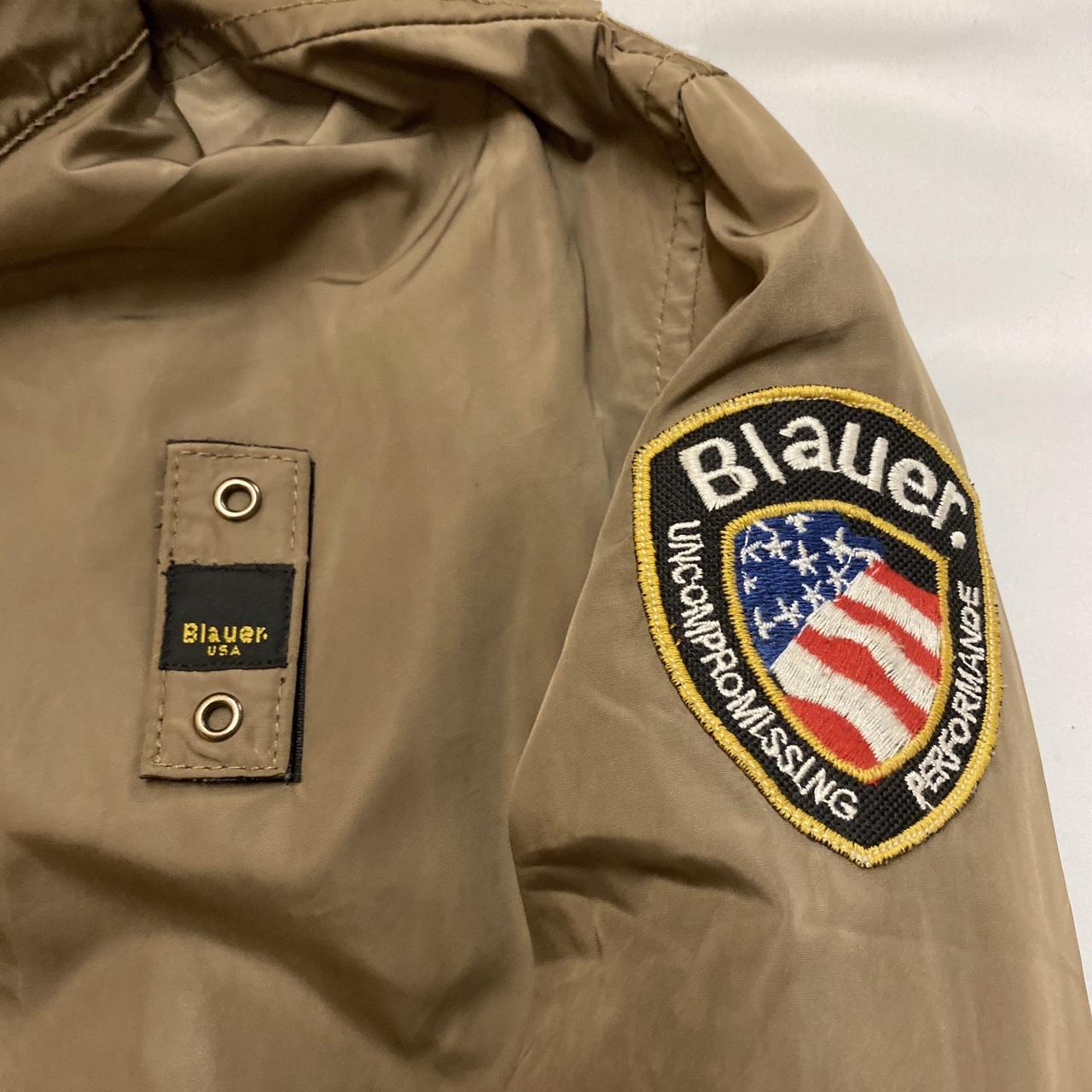 Vintage blauer bomber jacket in brown with an... - Depop