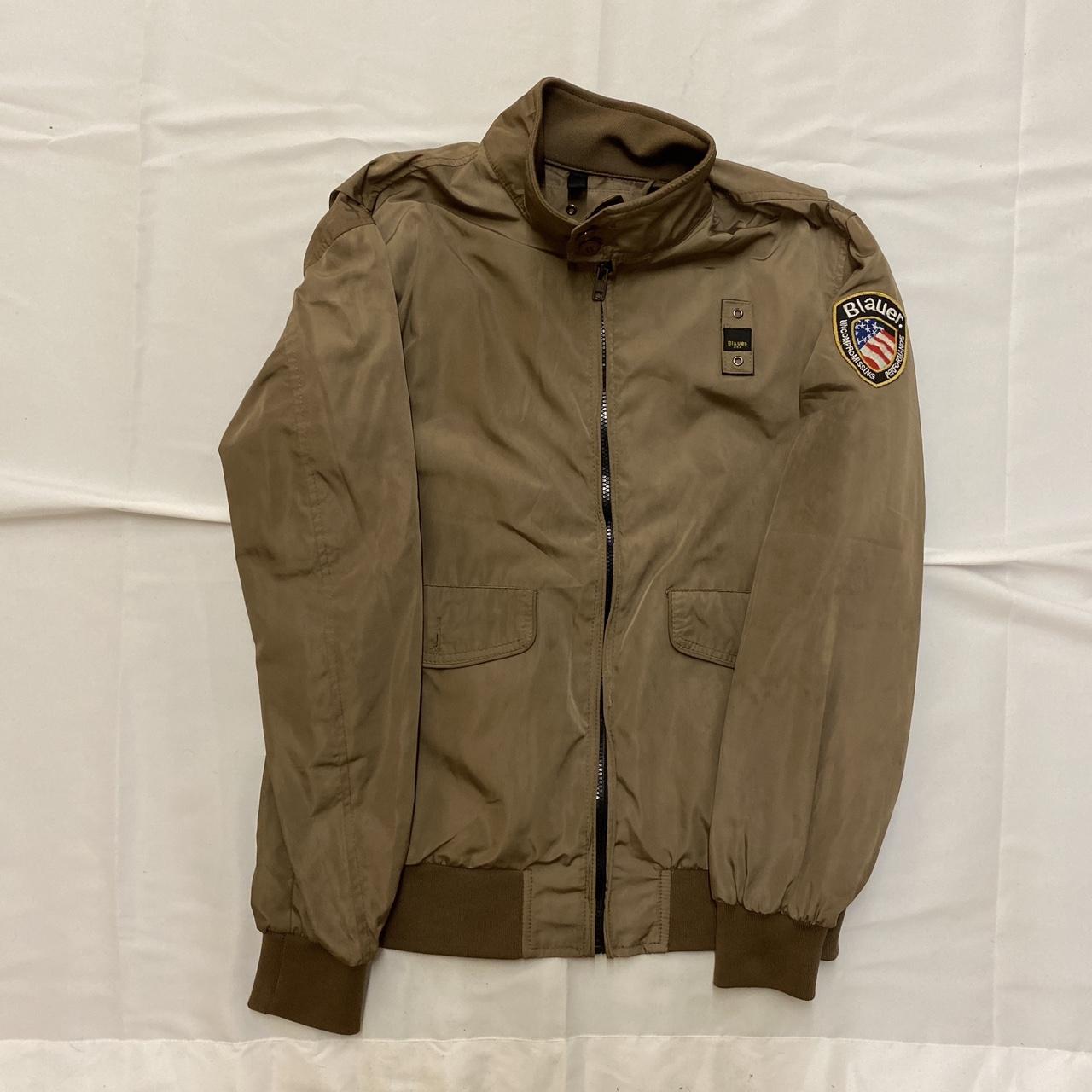 Vintage blauer bomber jacket in brown with an... - Depop