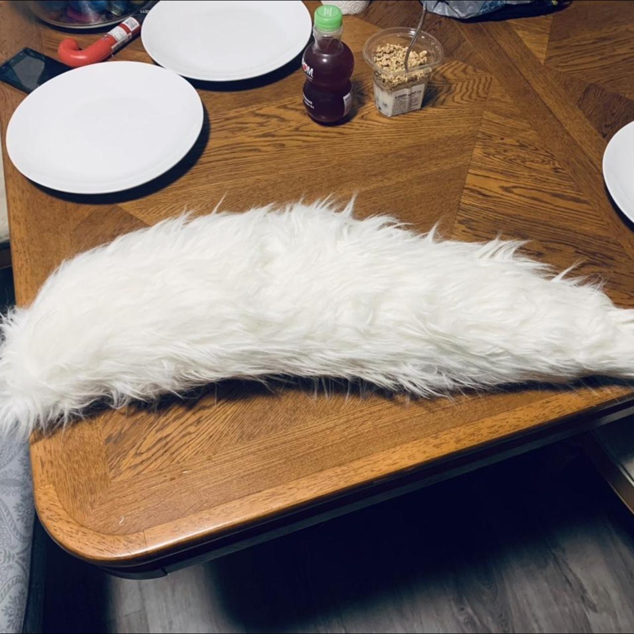 2 1/4 ft long white wolf tail. Tail has a zipper for... - Depop