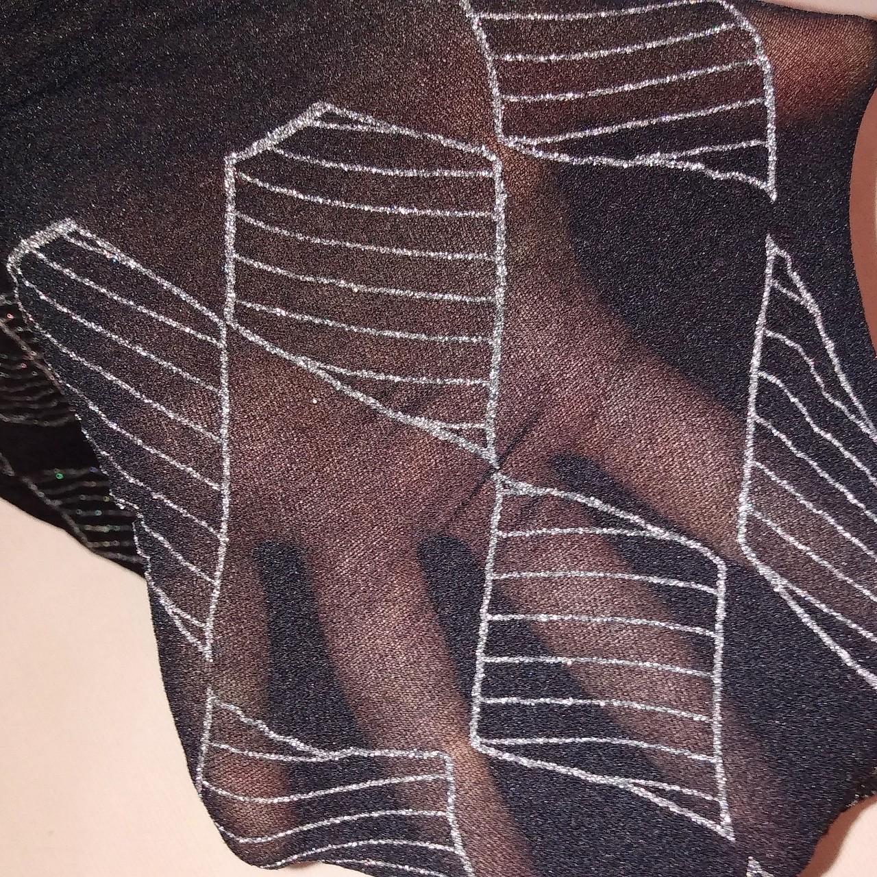 Silver diamond print footless tights. Black with... - Depop