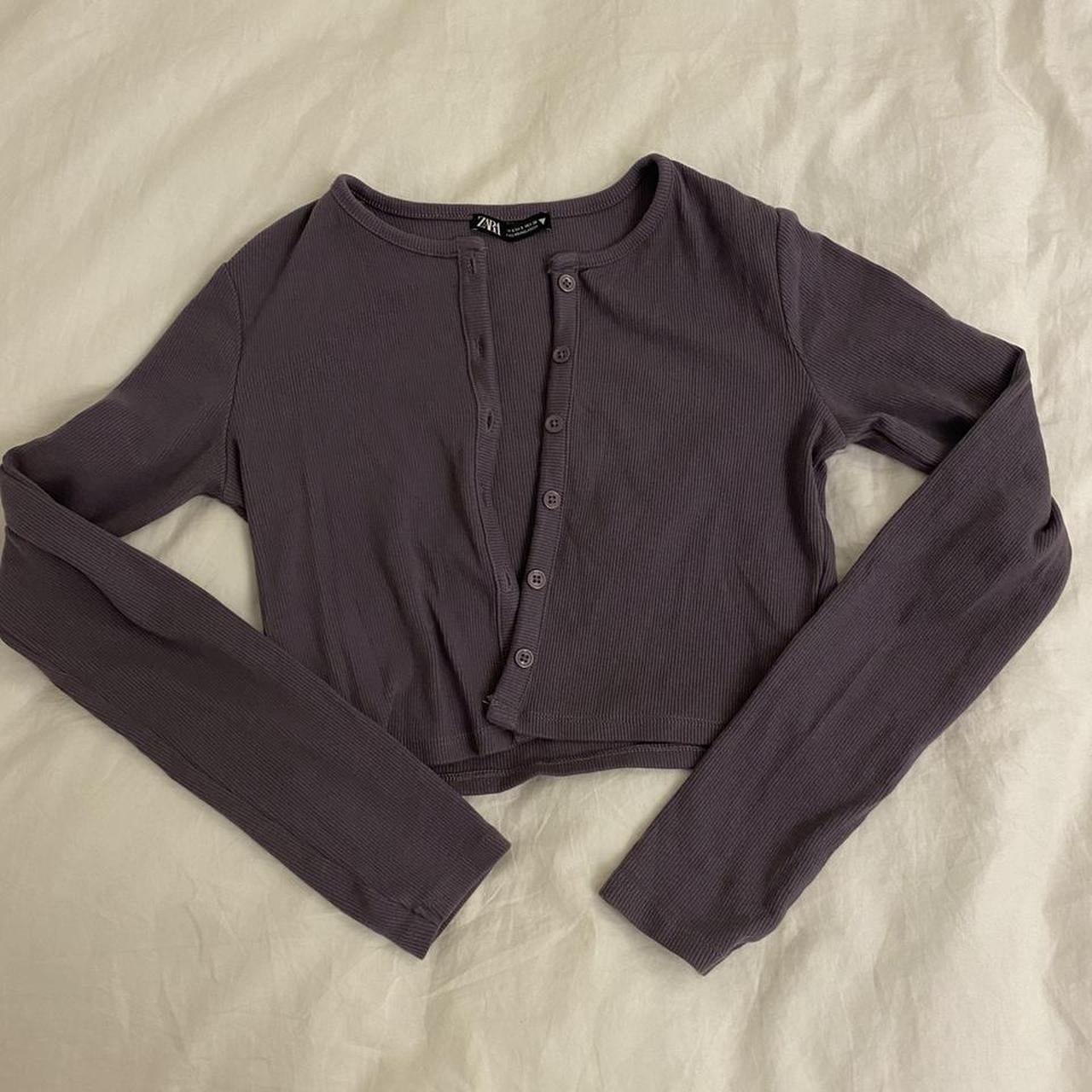 ZARA cropped purple button up cardigan i love... - Depop