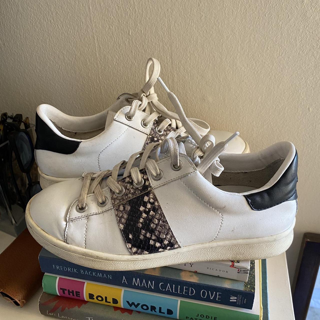 Sam Edelman white trainers 🐍 With snakeskin stripe... - Depop