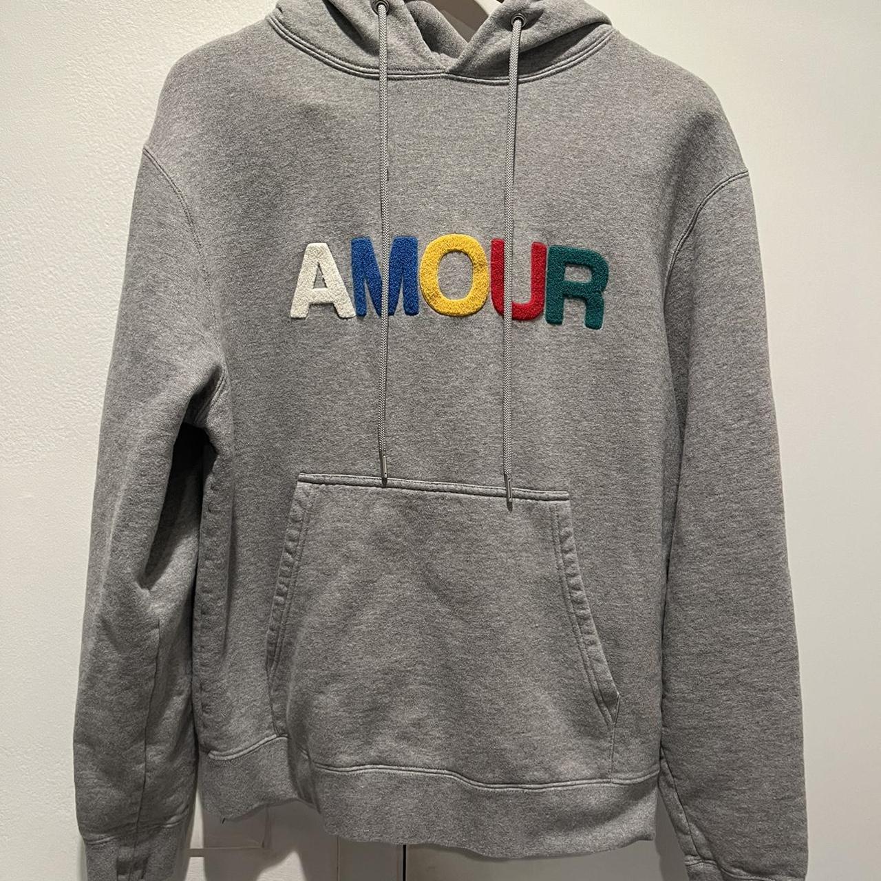 Sandro Paris Amour colorful hoodie grey rare size... - Depop
