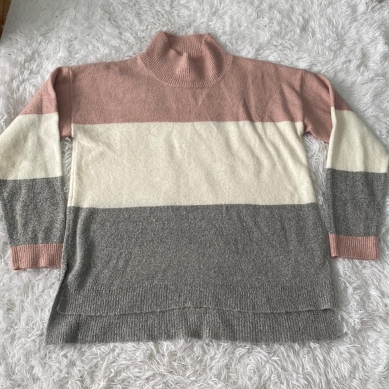 Striped Color Block Turtleneck Sweater Super Cute Depop