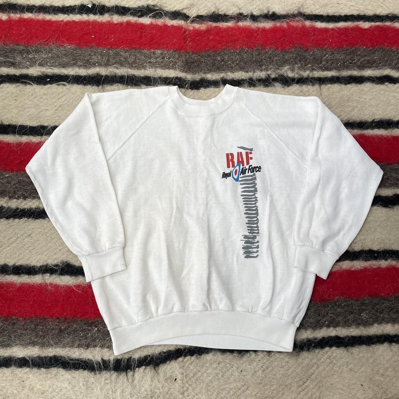 Vintage 1970s 1980s White RAF Airforce Print... - Depop