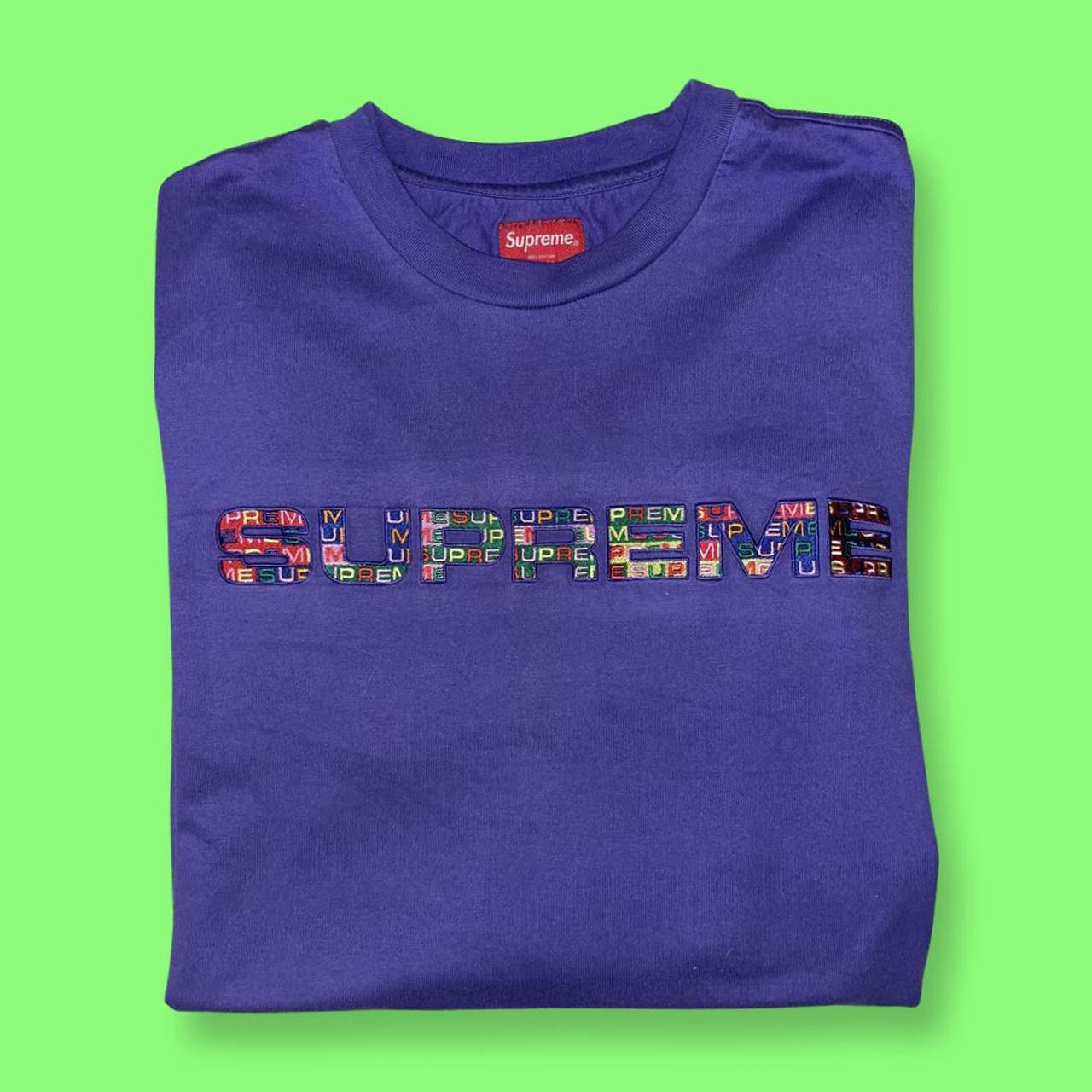 Authentic Supreme purple long sleeve meta logo long... - Depop