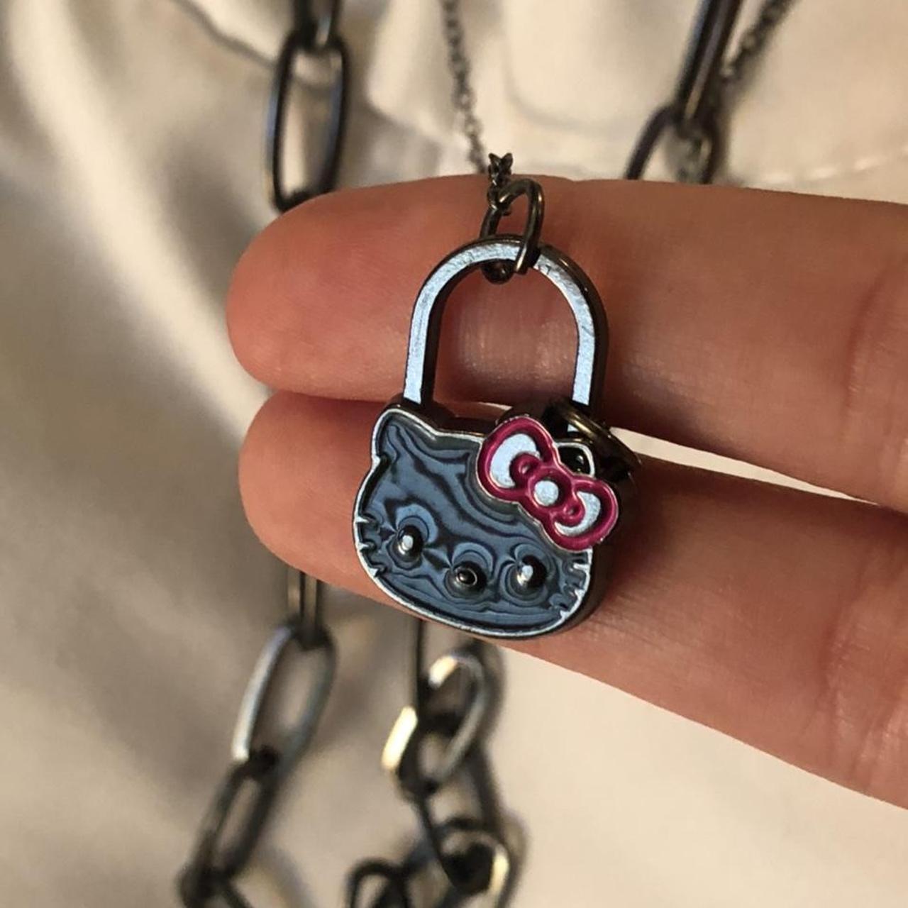 Hello Kitty Lock Layered Black Necklace Perfect... - Depop