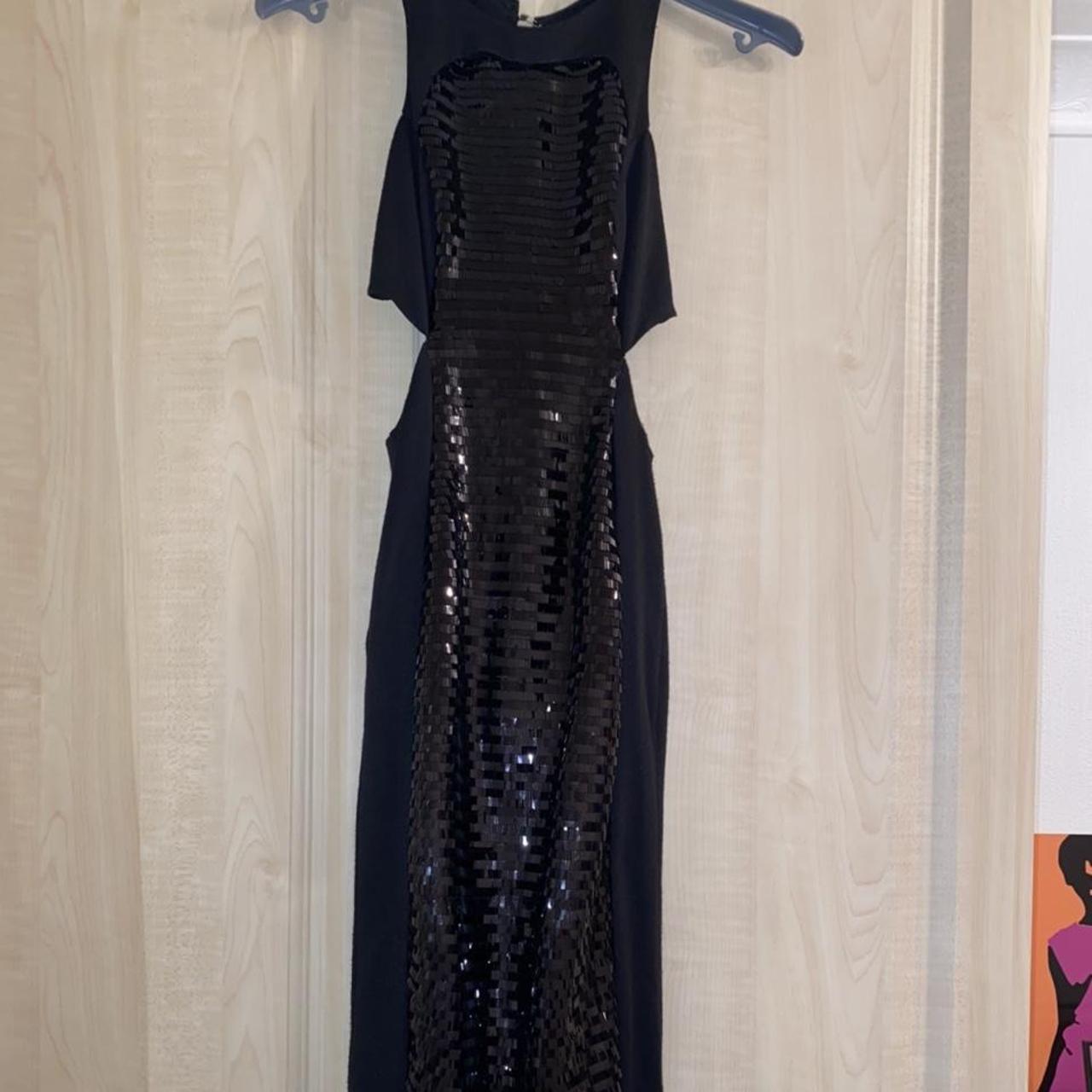 Asos petite sequin midi dress with a cut out back...... - Depop