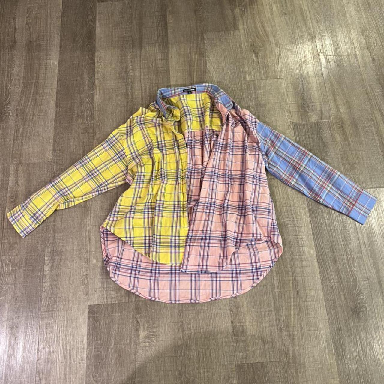 Multi colored flannel shirt Size Medium - Depop