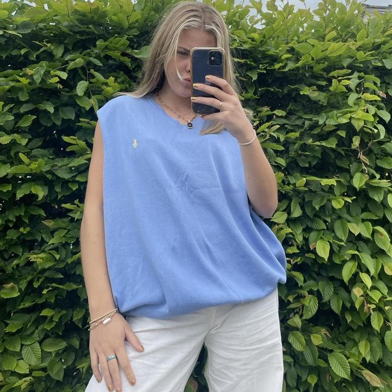 Polo Ralph Lauren baby blue sweater vest Size XXL... - Depop