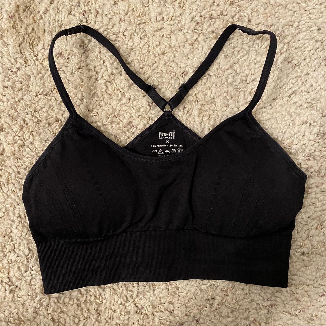 Black Seamless Pro Fit Sports bra Adjustable razed... - Depop