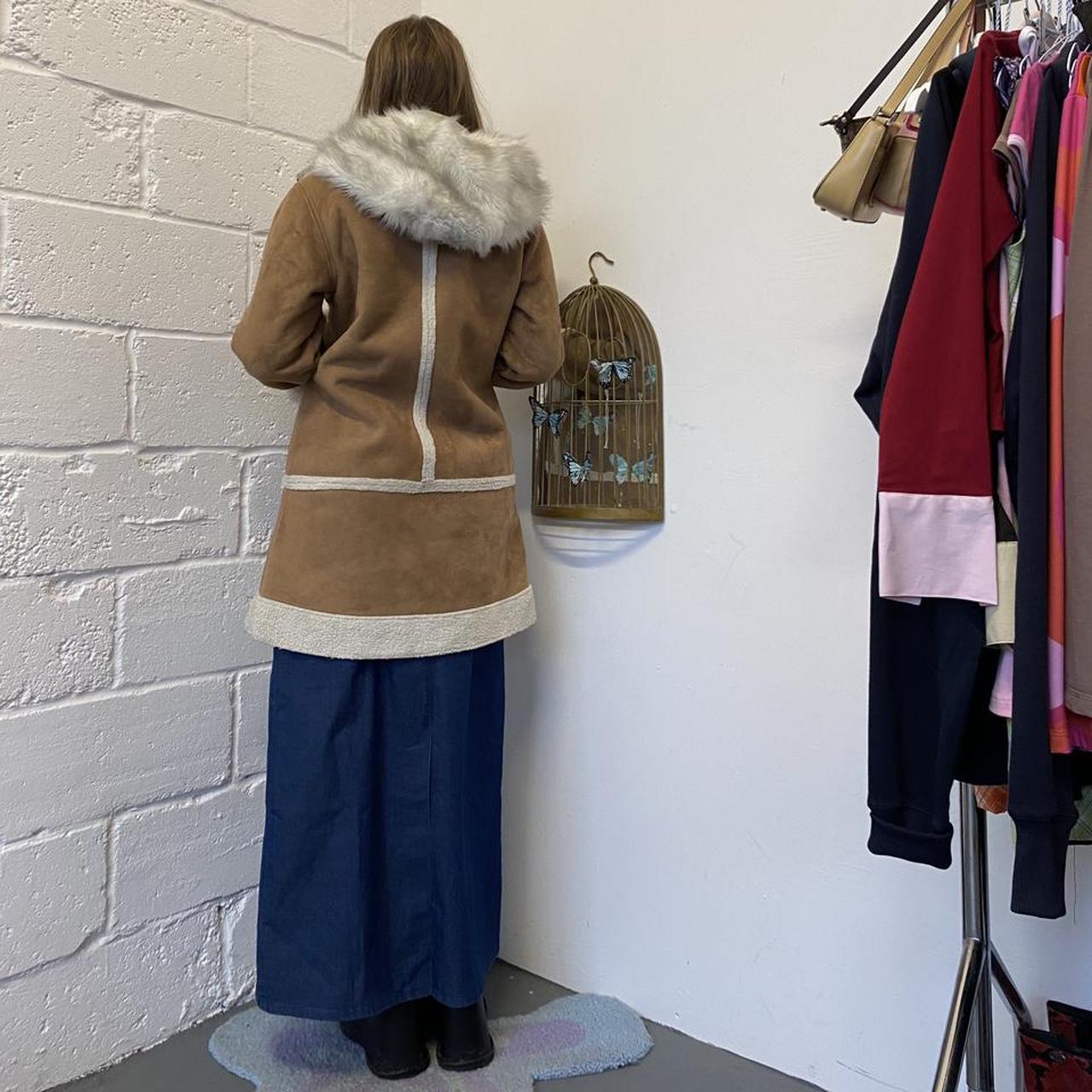 Vintage early 2000s brown Hooch faux shearling coat... - Depop