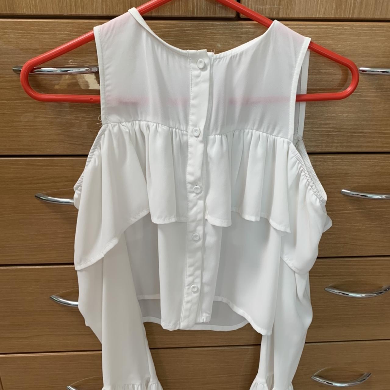 White shoulderless blouse from missguided Size uk... - Depop