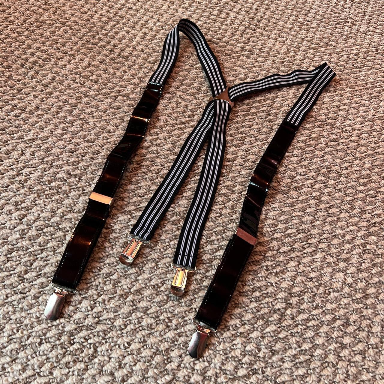 Black PVC vinyl detail striped suspenders! Perfect... - Depop