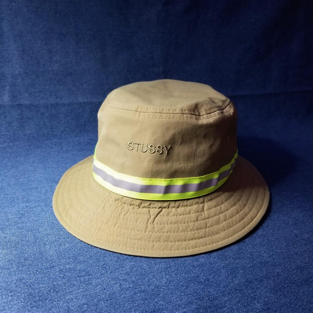 Stüssy Reflective Tape Bucket Hat Color: Light... - Depop