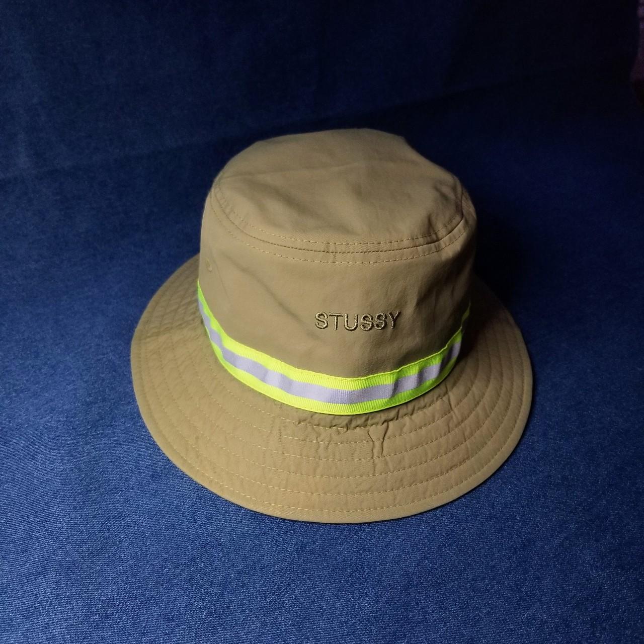 Stüssy Reflective Tape Bucket Hat Color: Light... - Depop