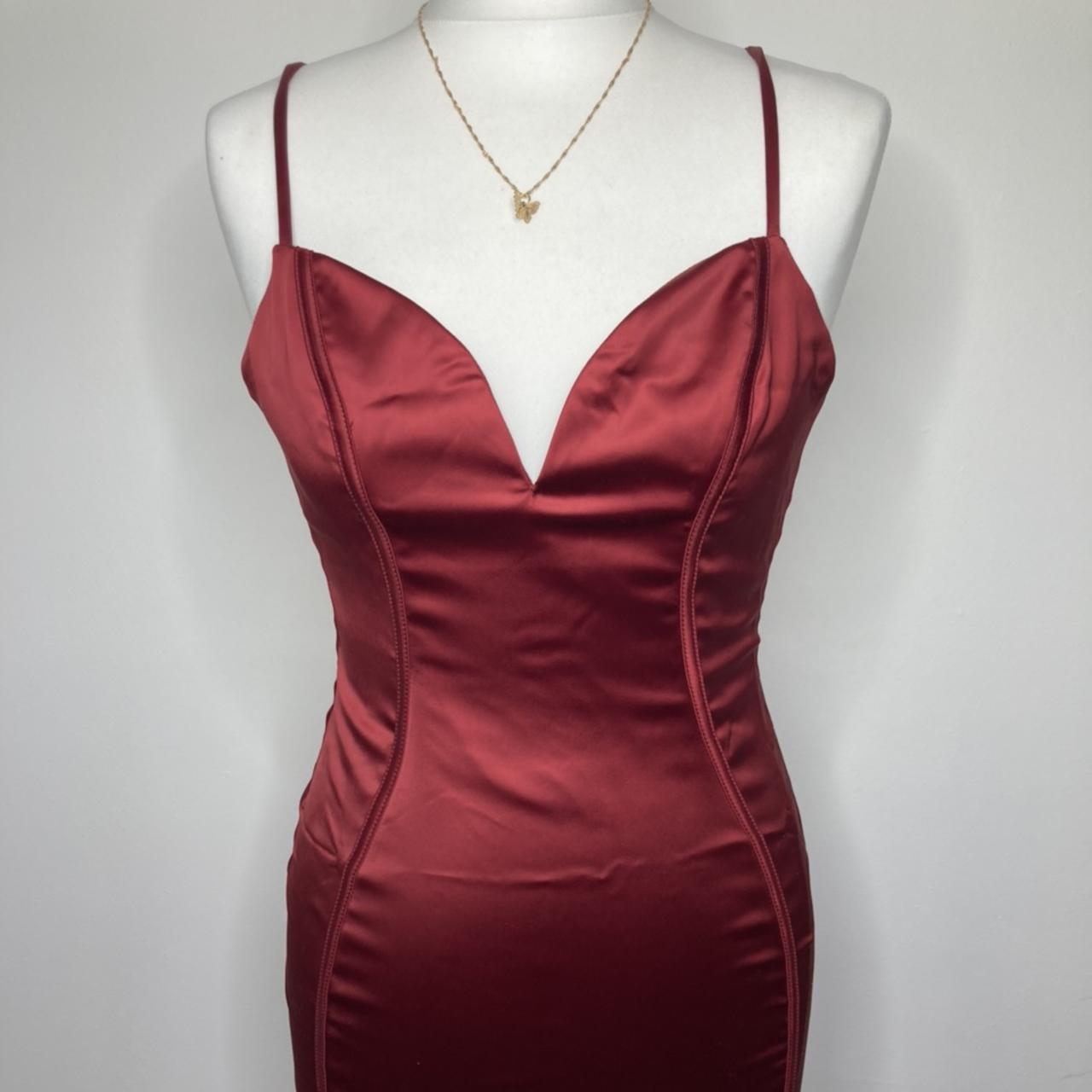Gorgeous super flattering red satin dress by Oh... - Depop