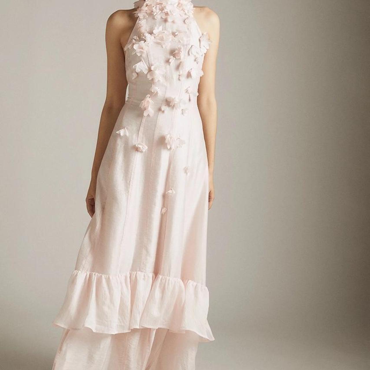 Karen Millen Appliquéd Blush dress Wore this once -... - Depop