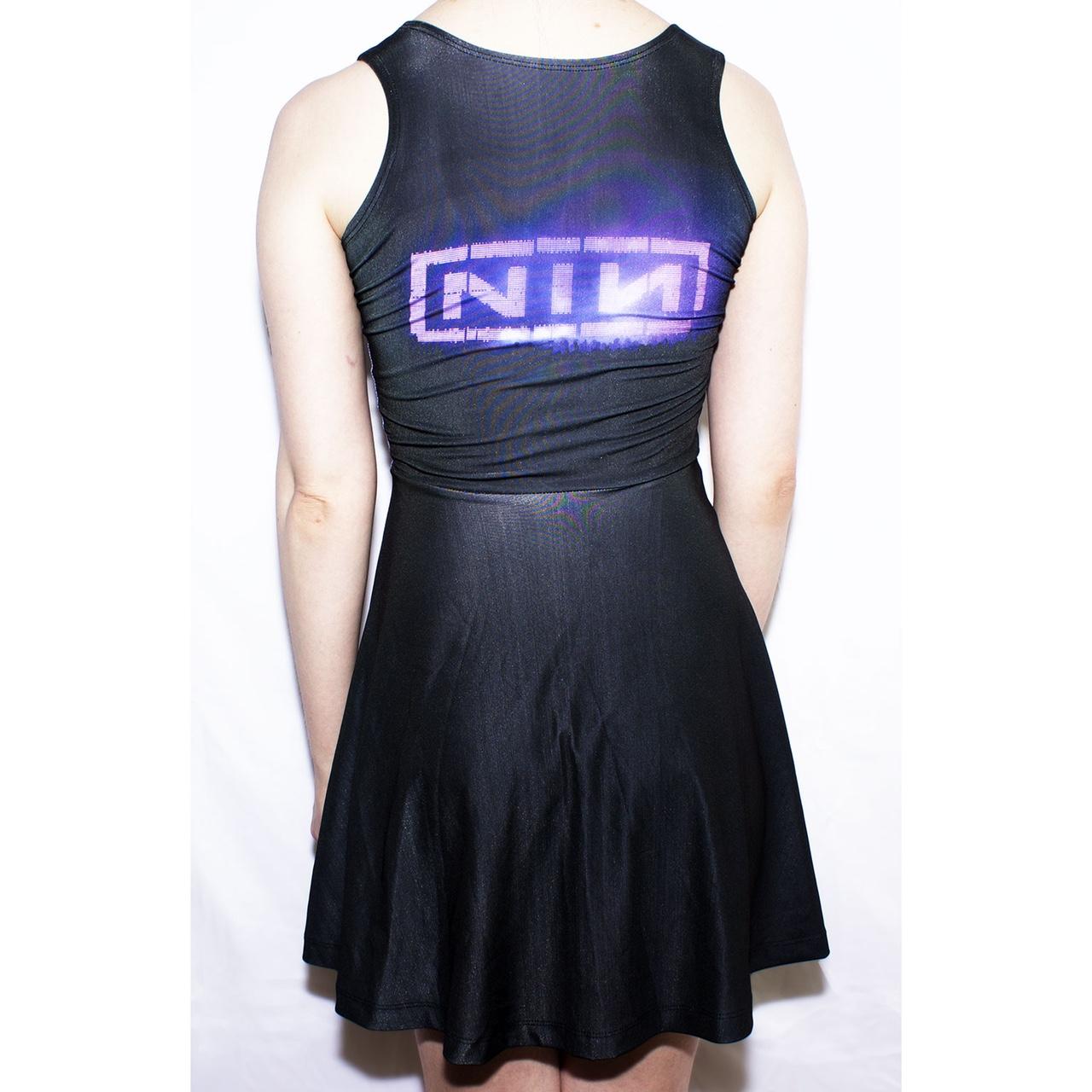black and purple custom print nine inch nails dress.... - Depop