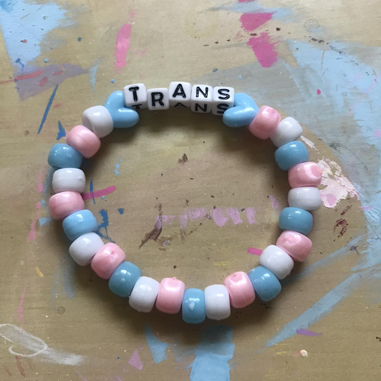 trans pride heart headed bracelet 💕 all funds will... - Depop