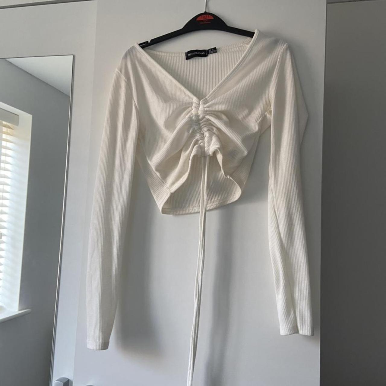 PLT white crop top size 6 never worn - Depop