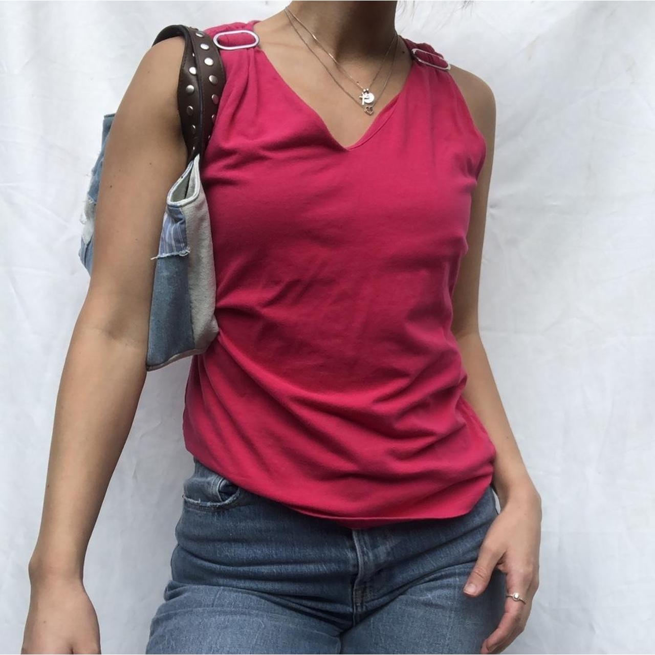 tank top with silver rings on straps from y2k... - Depop