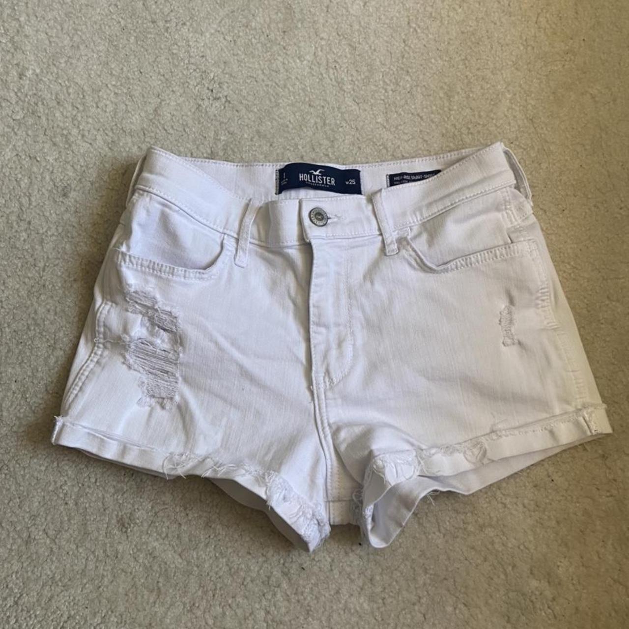 Hollister white high rise shorts size 1 /... - Depop