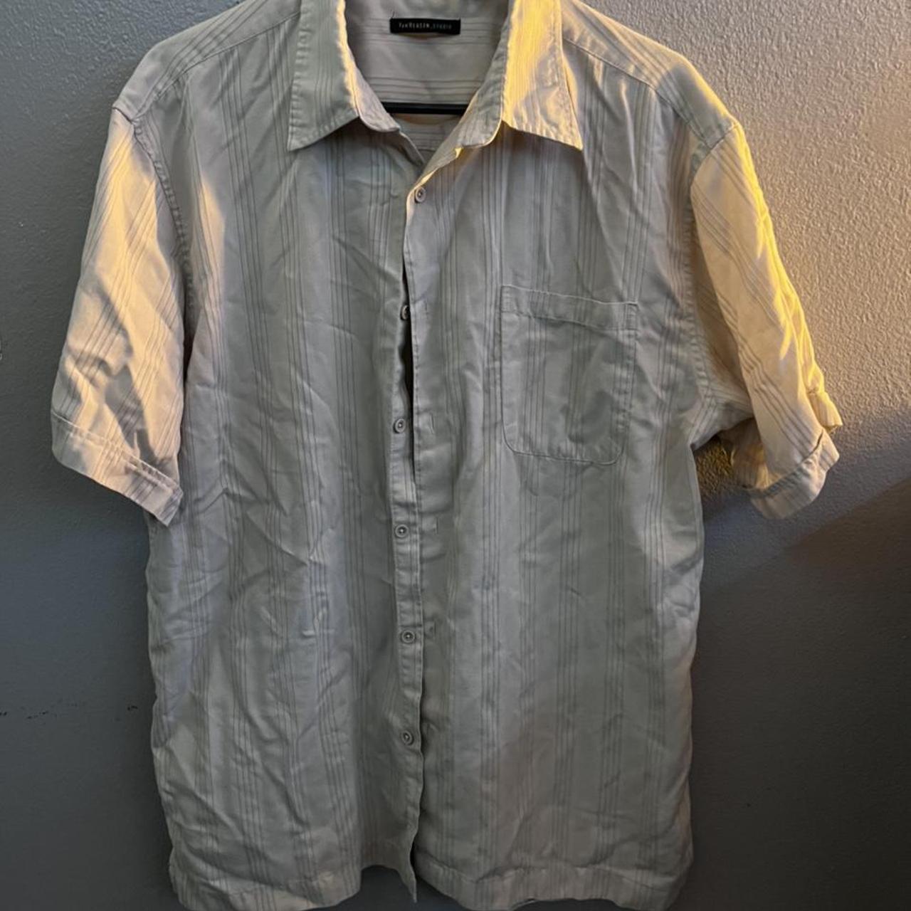 Cream colored button up with stripes - Depop