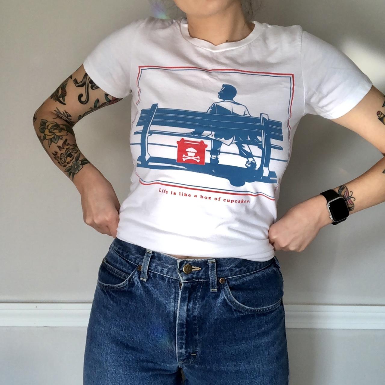 Johnny cupcake forest gump tee. Red white and blue... - Depop