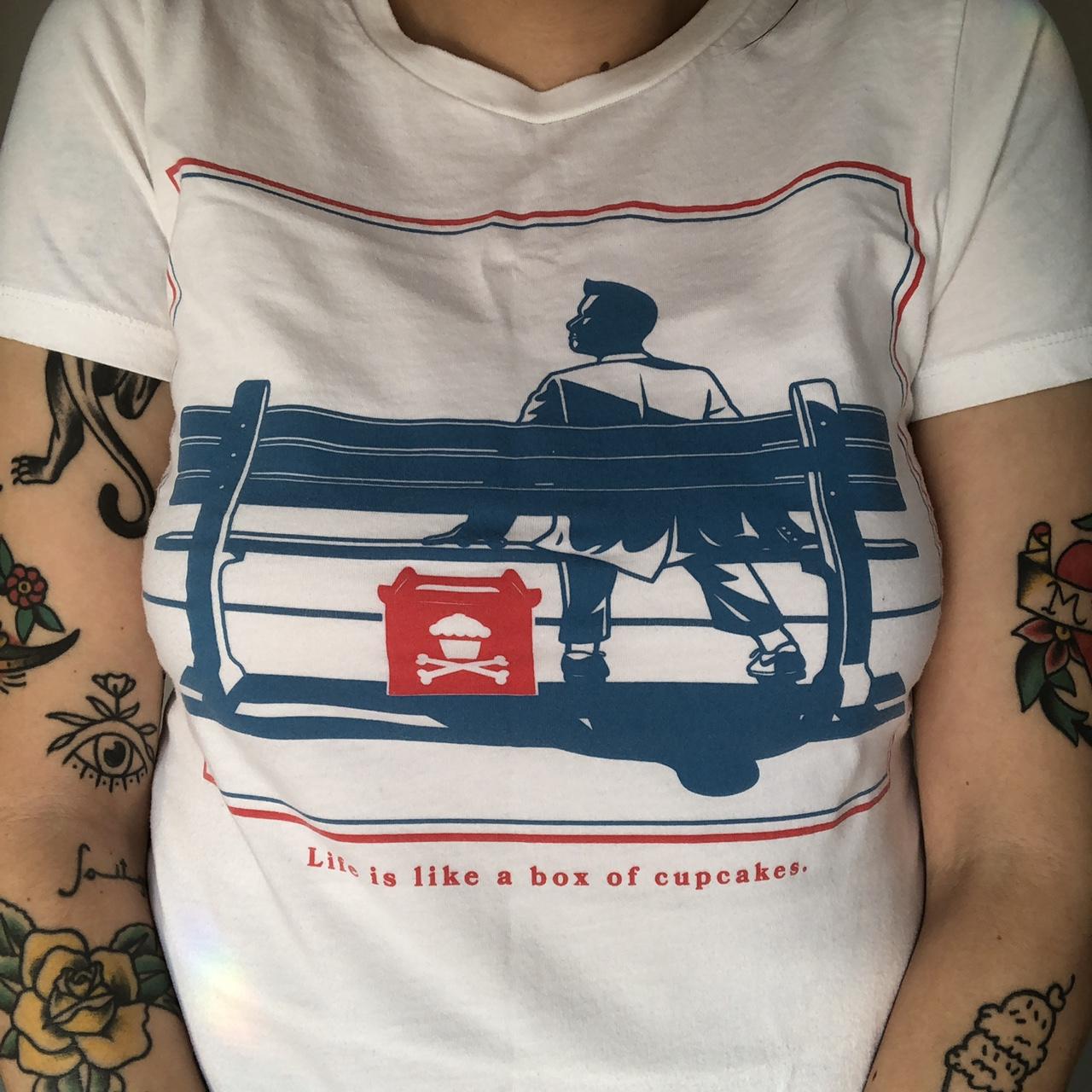 Johnny cupcake forest gump tee. Red white and blue... - Depop