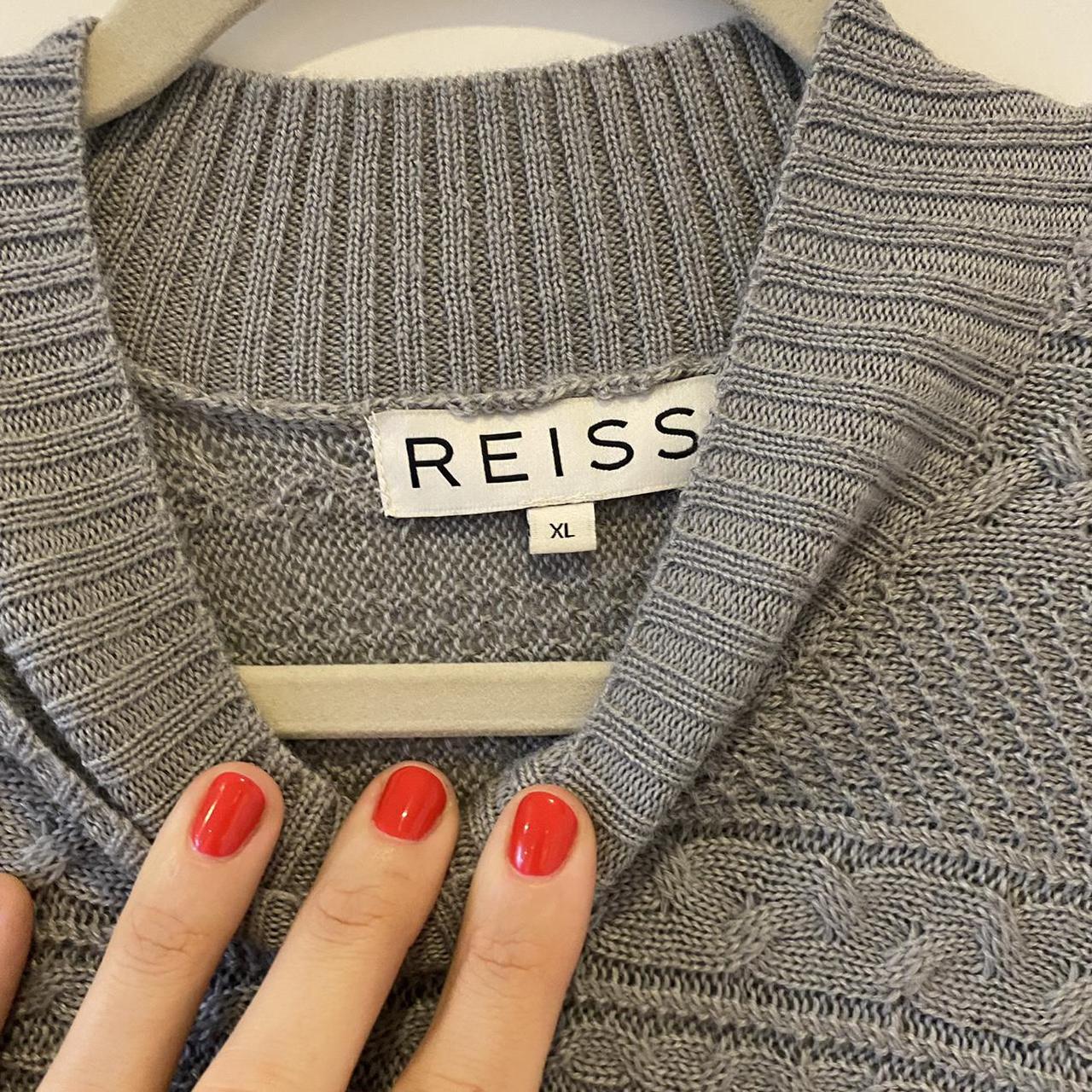 Reiss Cable Knit Jumper in Grey. Size XL - Depop