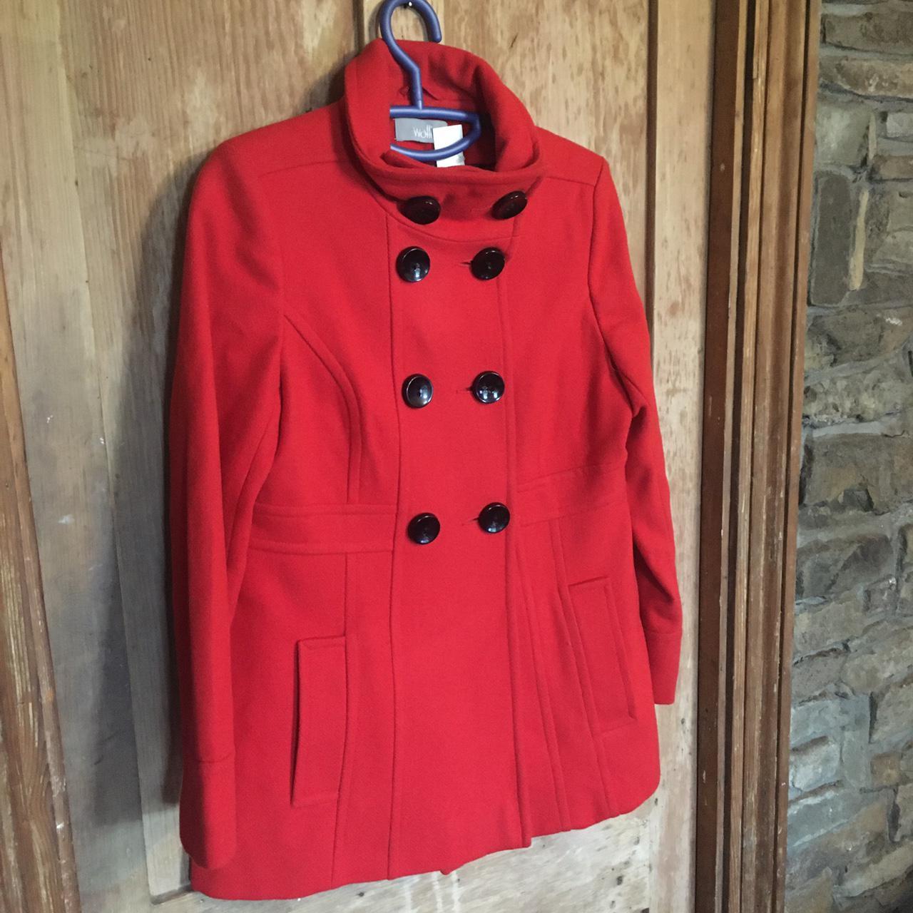 Ladies stunning red wool wallis coat size 8 brand new - Depop