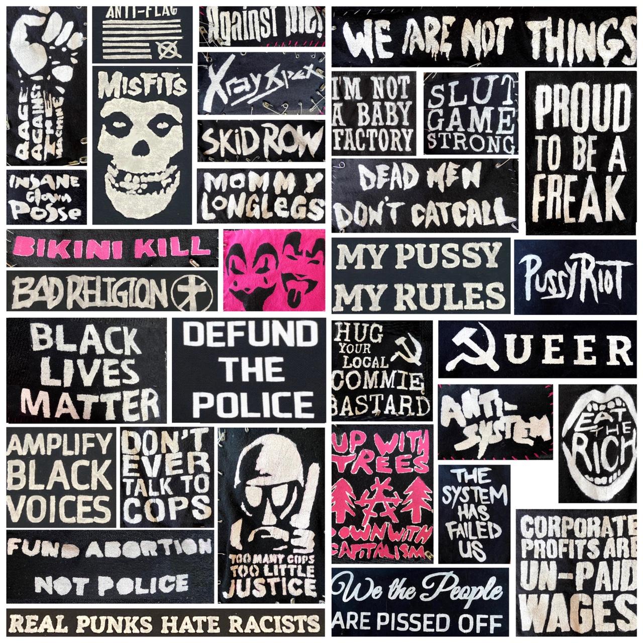 !! PACK OF FIVE + !! !! homemade punk patches !! !!... - Depop