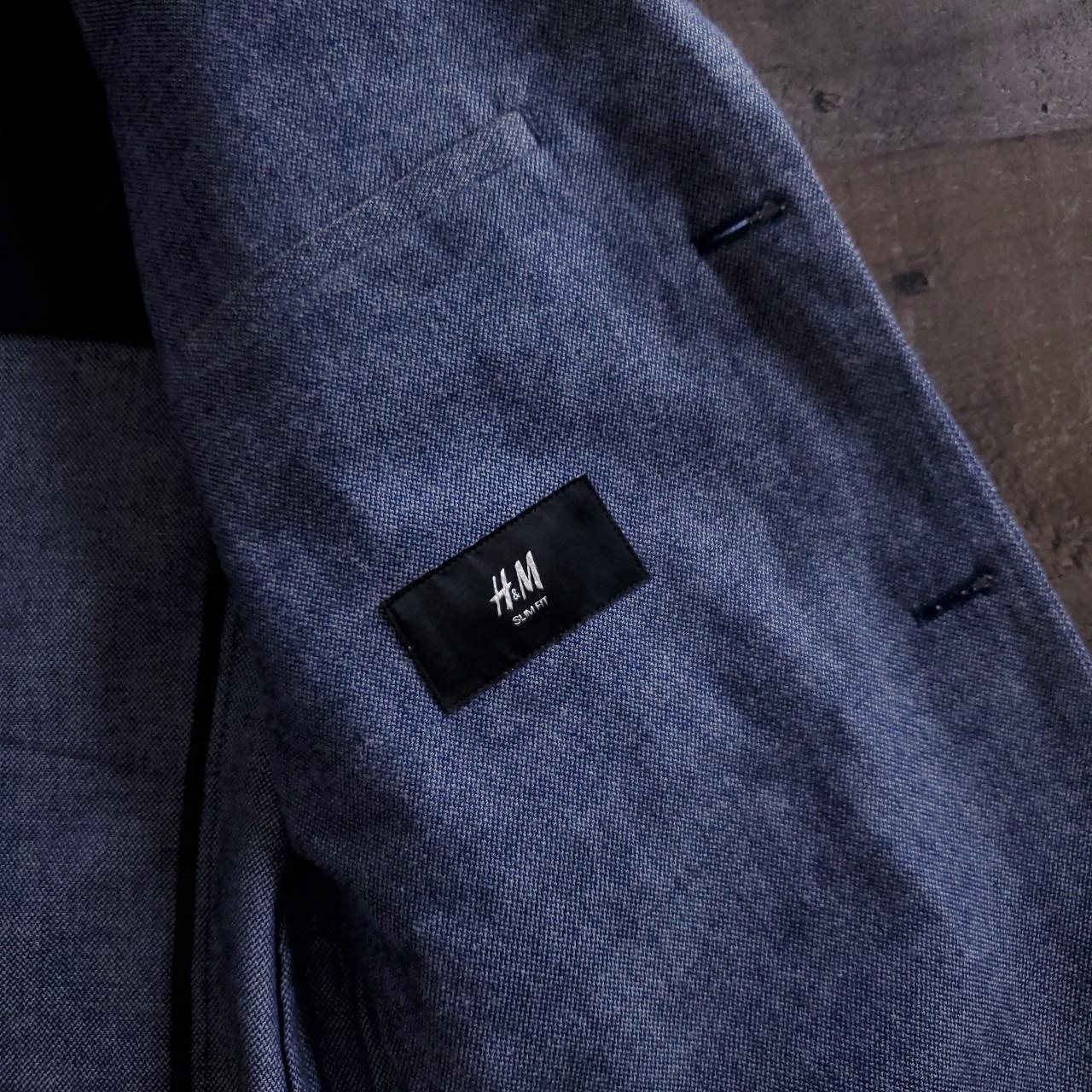 BLUE TWEED BLAZER. Blue tweed blazer with rust... - Depop