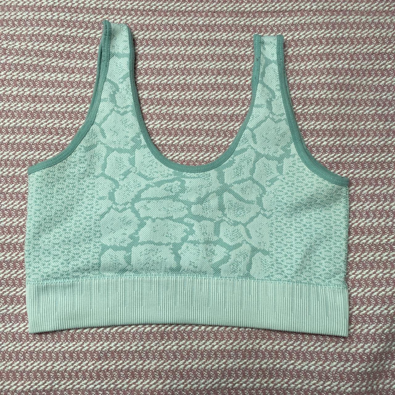 Primark pale blue snake print sports bra Worn a... - Depop