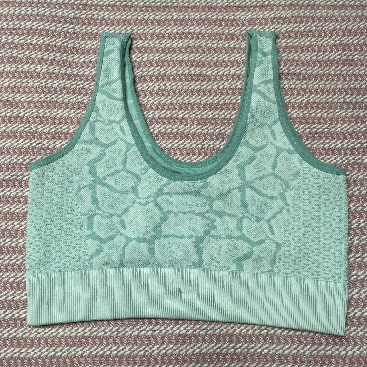 Primark pale blue snake print sports bra Worn a... - Depop