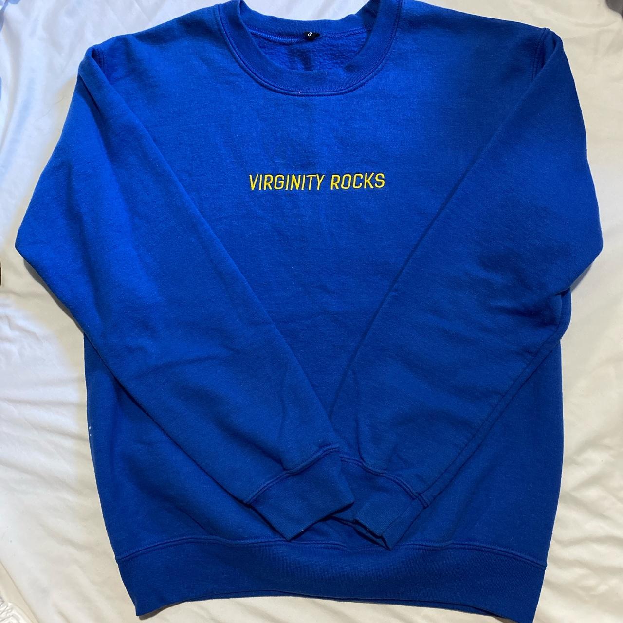 Blue virginity rocks crewneck Message me for... - Depop