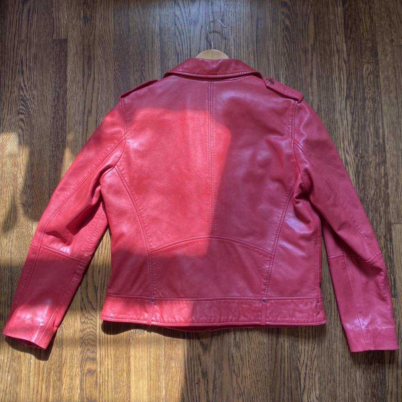 Amazing red genuine leather jacket! Slight... - Depop