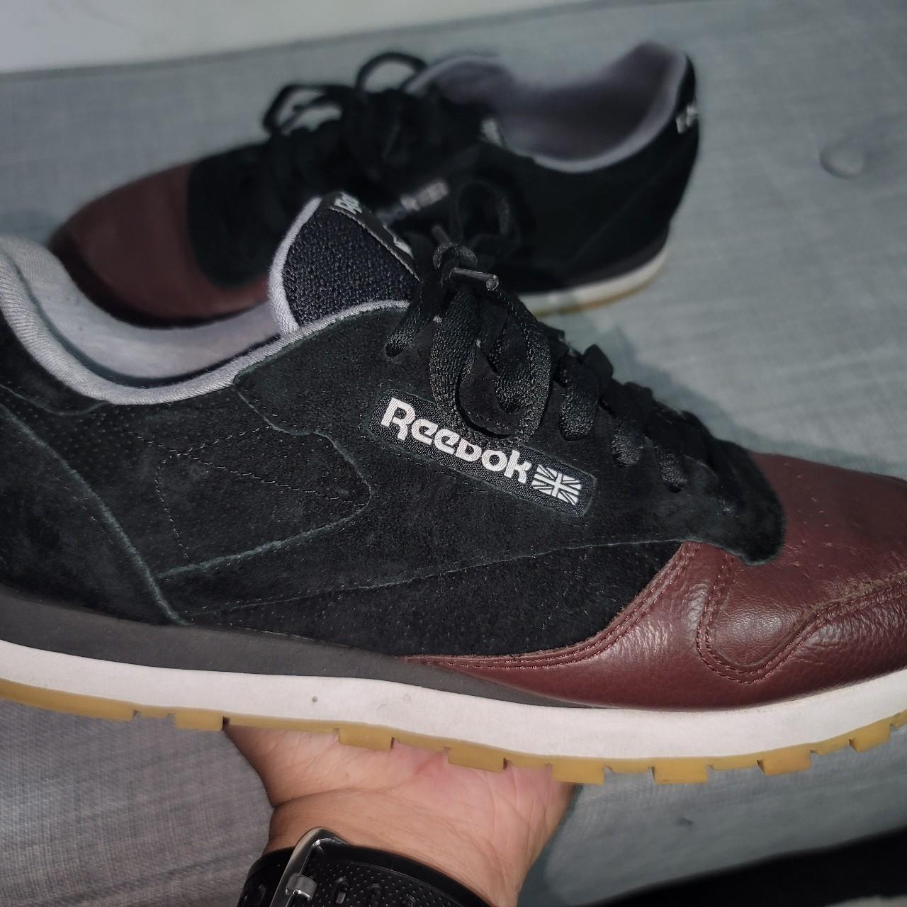 Used Men's Reebok Classics Black Suede/Marron... - Depop