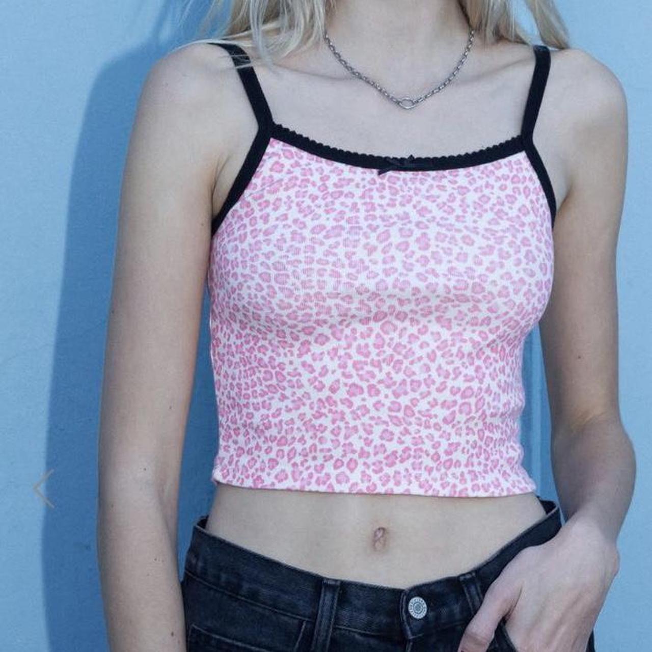 brandy pink cheetah print tank fits xs and s... - Depop