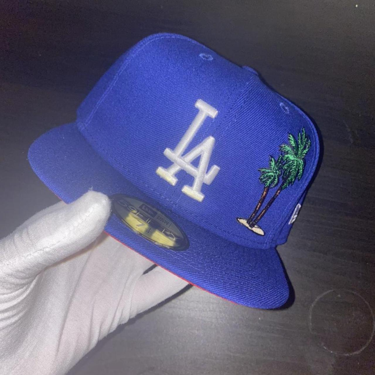 Blue and red LA FITTED CAP PALM TREE 🌴 Red... - Depop