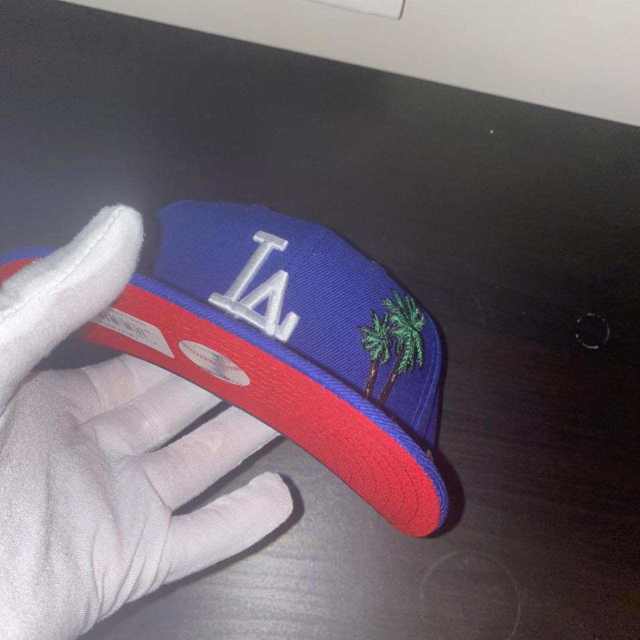 Blue and red LA FITTED CAP PALM TREE 🌴 Red... - Depop