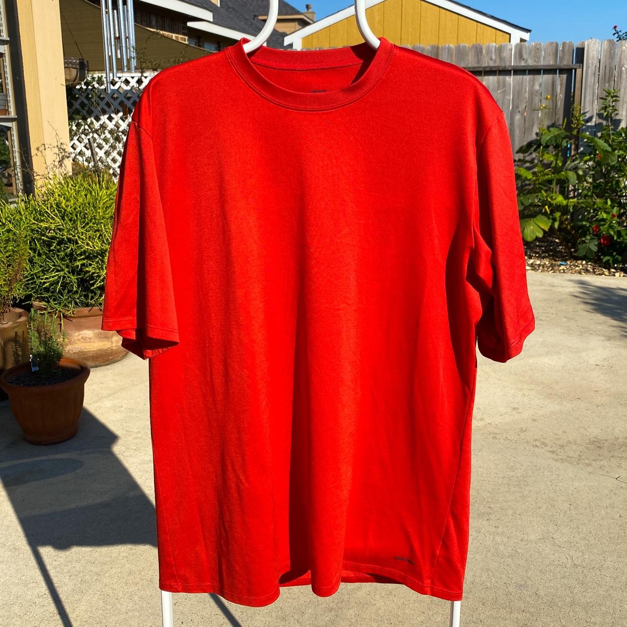 Patagonia Polyester Red T-Shirt ️ Washed and worn... - Depop