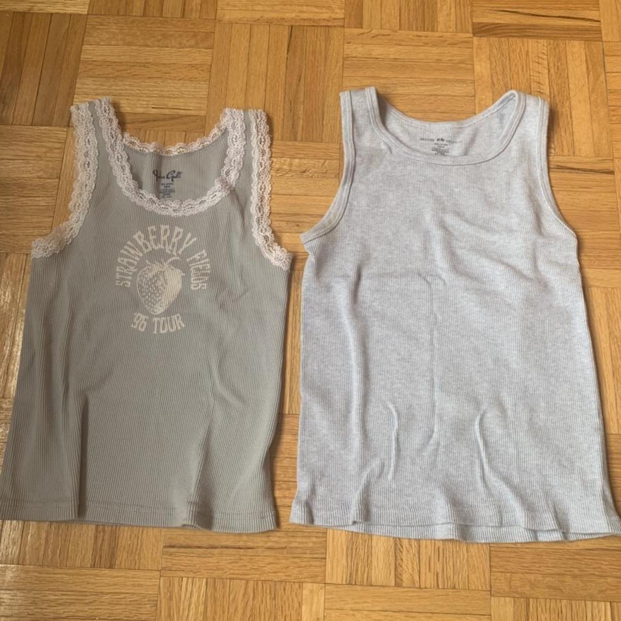 TWO BRANDY MELVILLE TANKS *Both are blue, second... - Depop